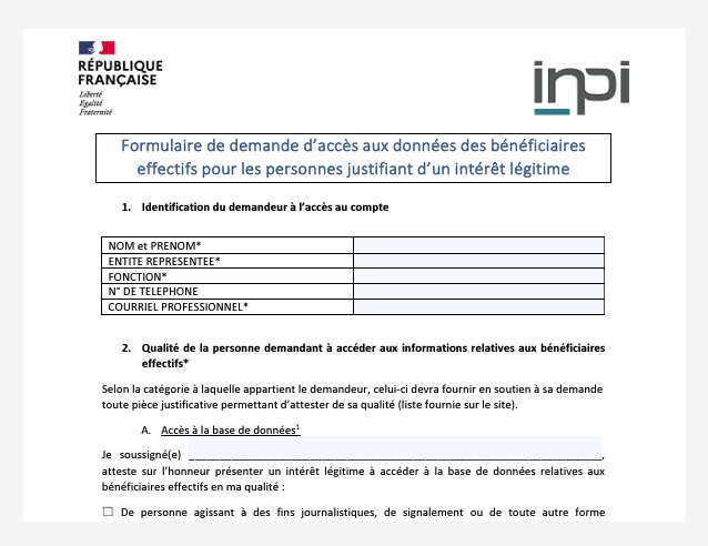 Le registre des bénéficiaires effectifs (RBE) désormais inaccessible au ...